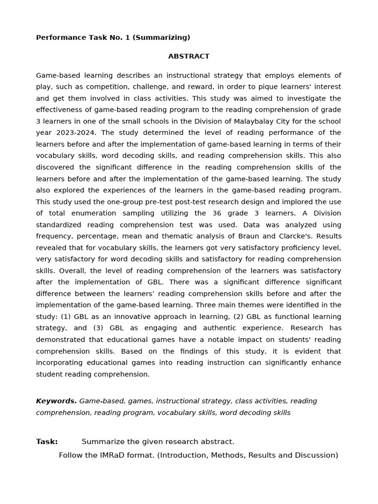 Performance Task 1 2 | PDF