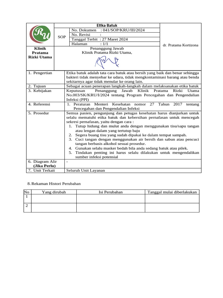 SOP Etika Batuk | PDF