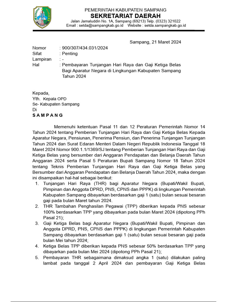 pencairan-thr 2024 | PDF