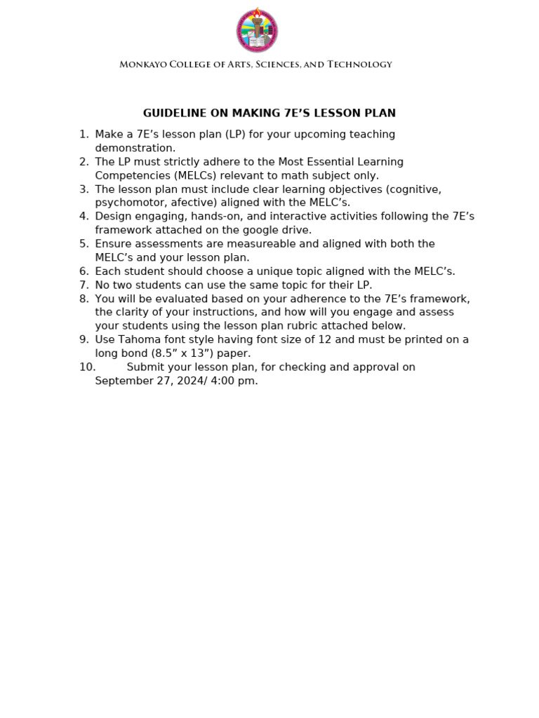 GUIDELINE-ON-MAKING-7Es-Lesson-Plan (1) | PDF