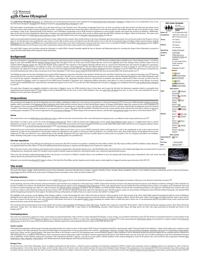 Enviar 45th Chess Olympiad | PDF