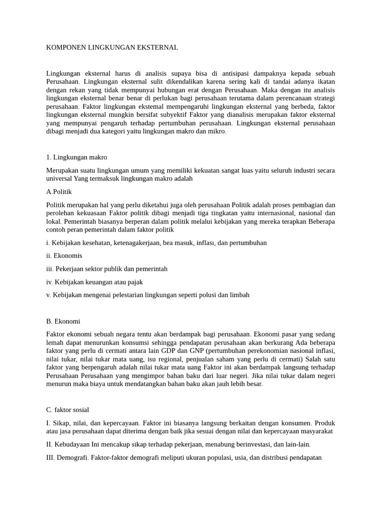 Komponen Lingkungan Eksternal Baru BGT HRS Di Revisi | PDF