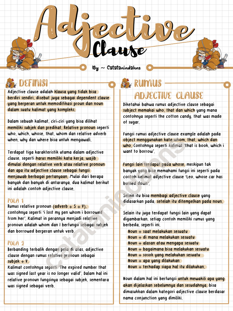 Clause: Definisi Rumus Adjective Clause | PDF