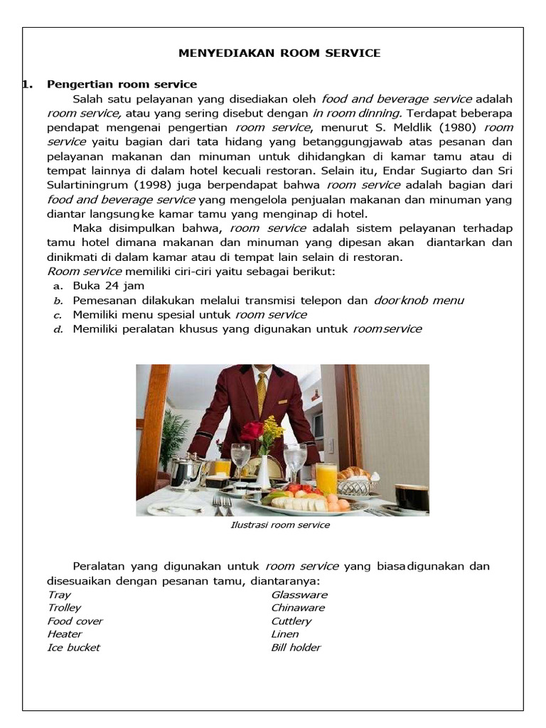 Materi Room Service | PDF | Hospitality Industry | Hotel