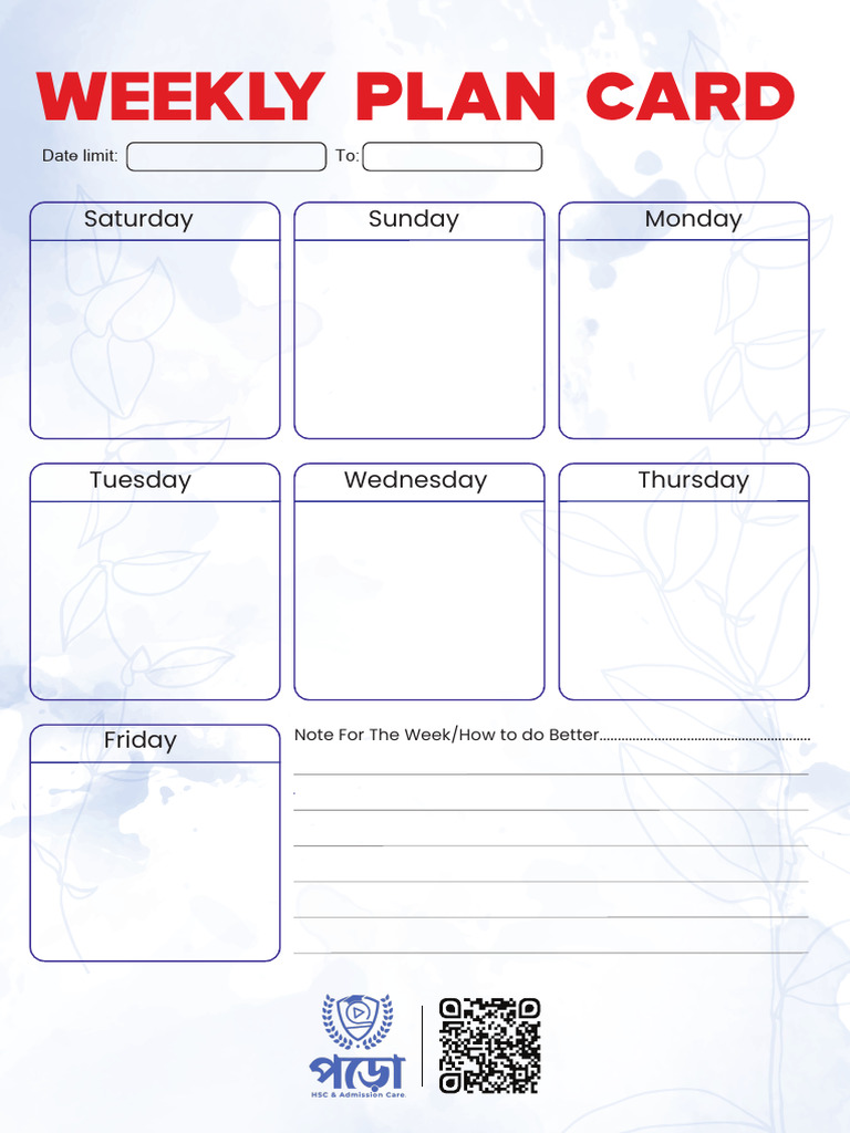 Weekly Plan | PDF
