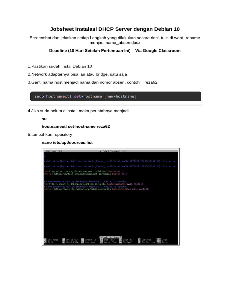 Jobsheet Instalasi DHCP Server | PDF
