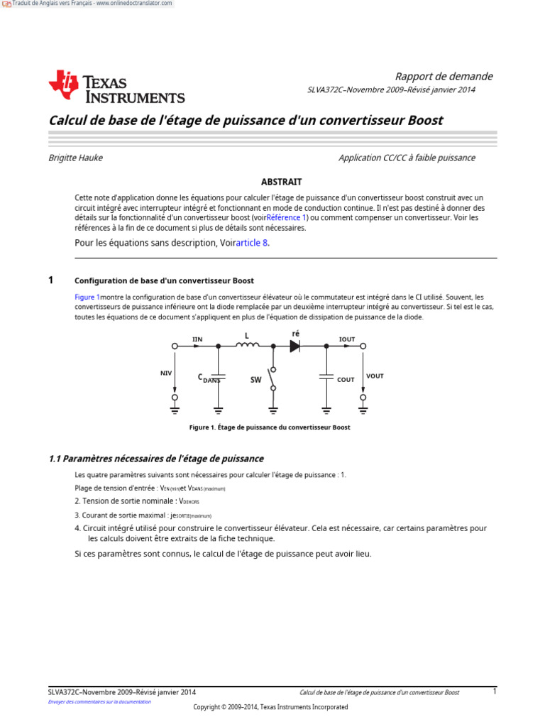 Calcul de Base de L'étage de Puissance D'un Convertisseur Boost | PDF