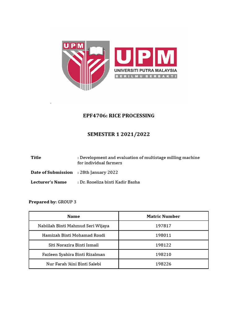 Rice Assignment (G3) | PDF