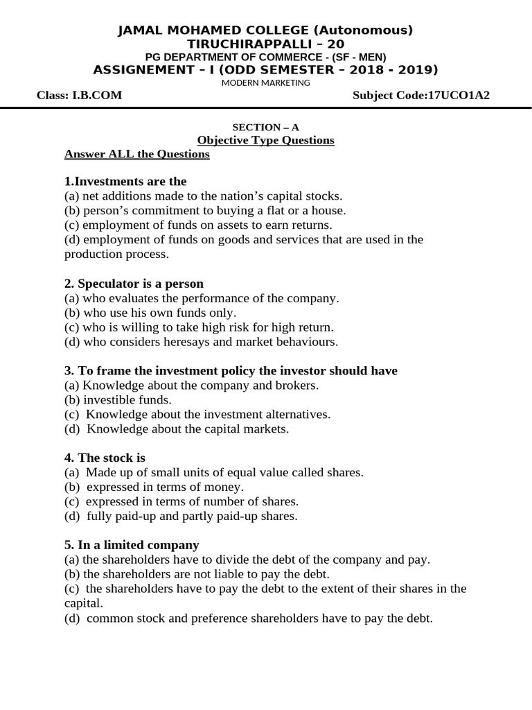 Modern Marketing - Assignment - 1 Question Paper | PDF