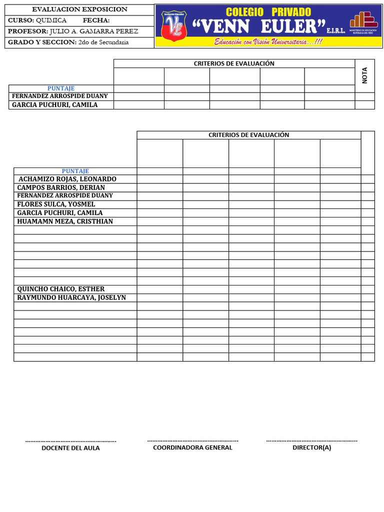 EVALUACION EXPOSICION 2do | PDF