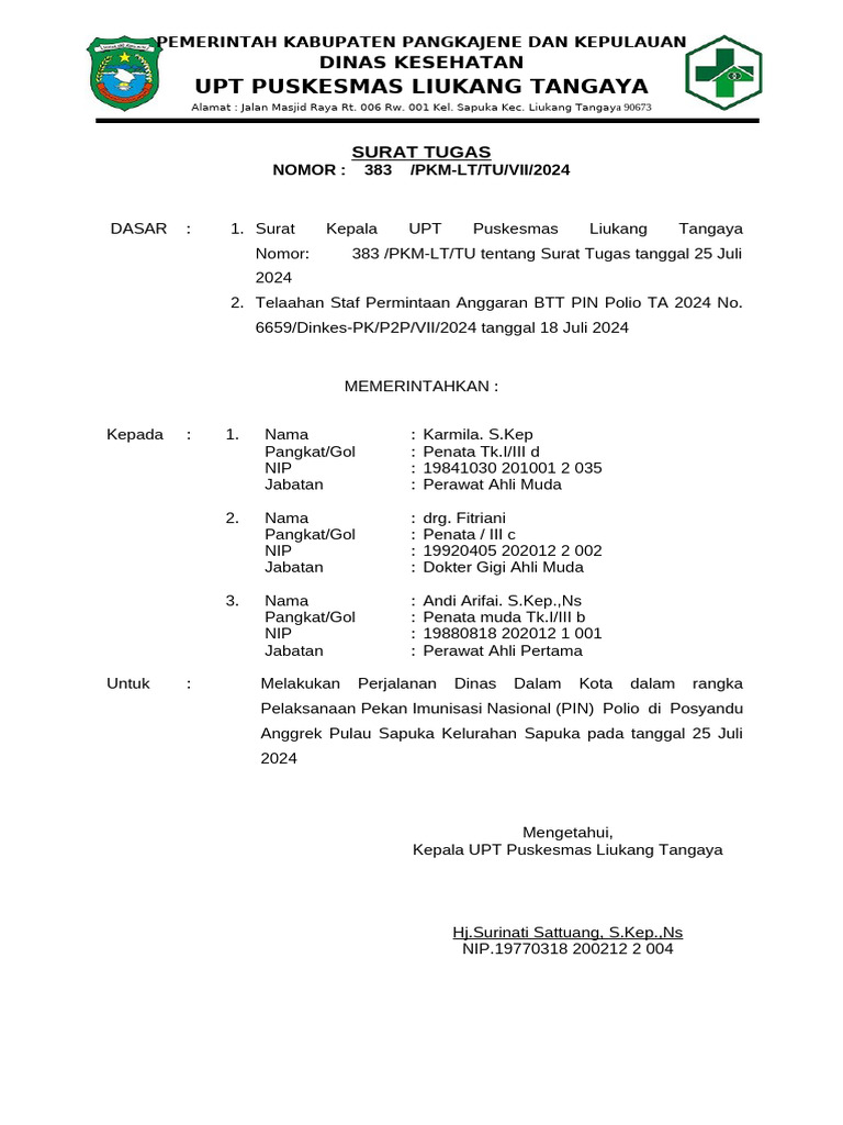 Surat Tugas DTT | PDF