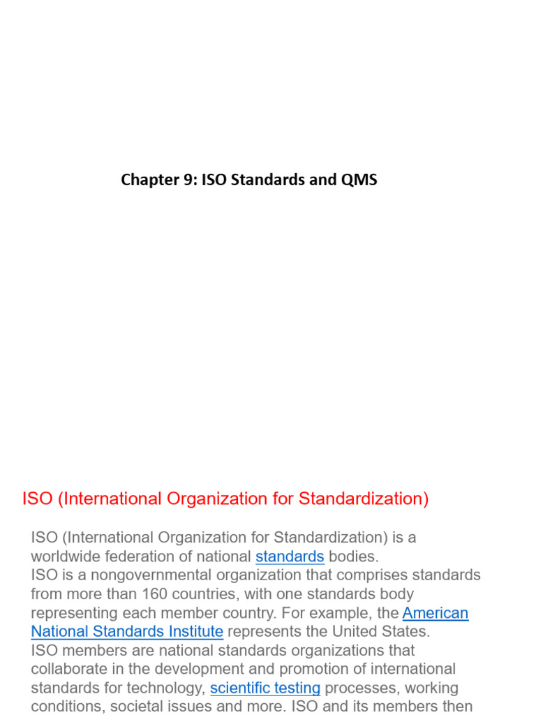 Chap 9 ISO Stds and QMS | PDF
