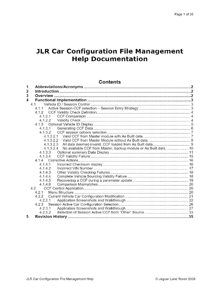 JLR CCF Management Help Document | PDF