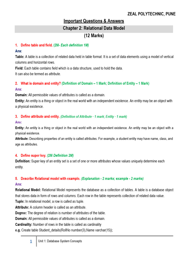 Unit 2 - Relational Data Model | PDF
