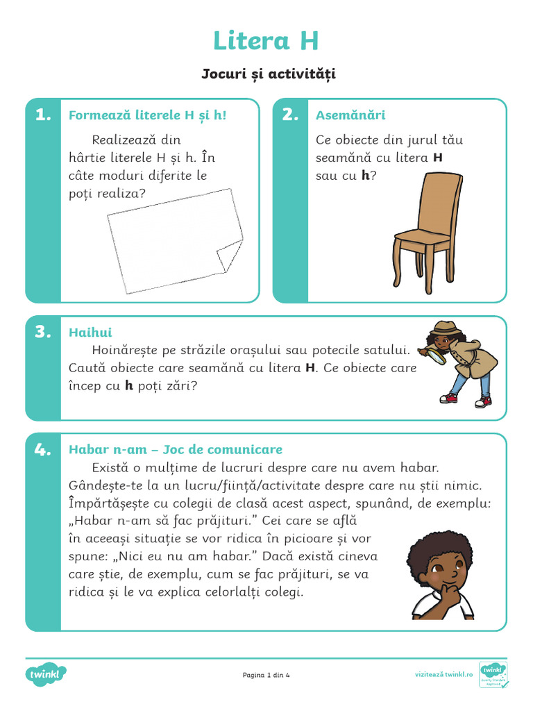 Litera H - Jocuri Si Activitati | PDF