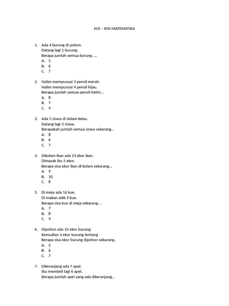 KISI STS MTK Dan Senirupa | PDF