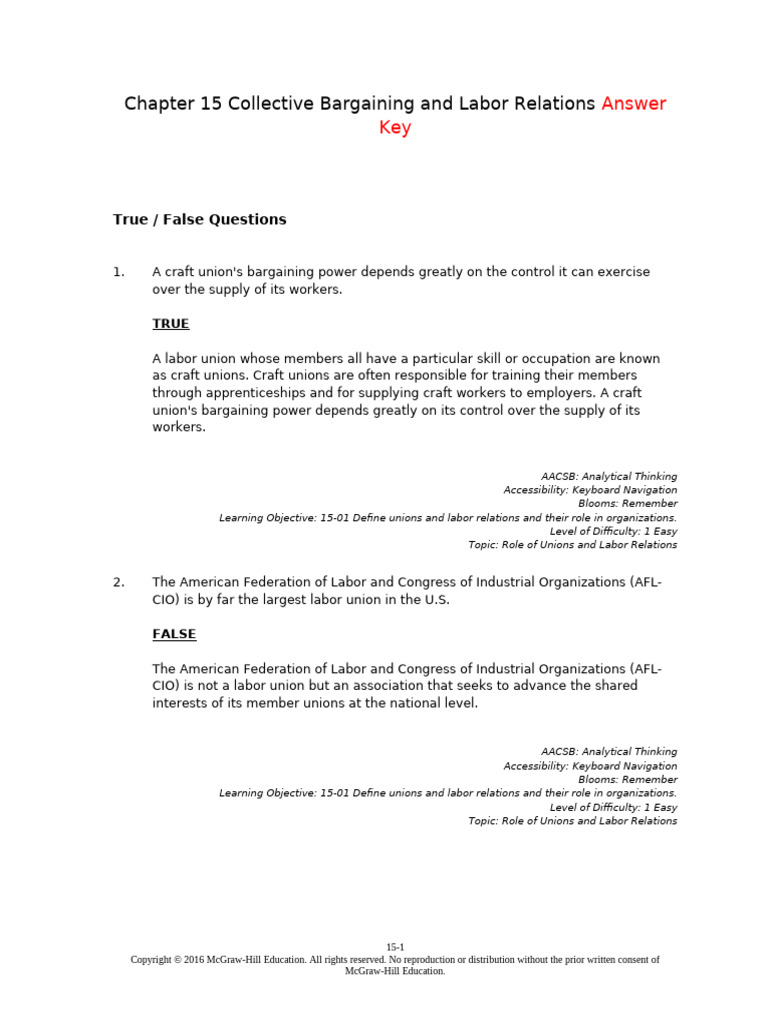 HRM TBChap015 Collective Bargaining and Labor Relations | PDF