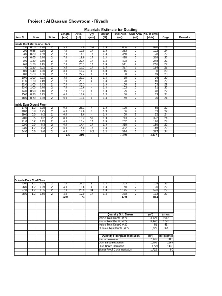 Ducting Estimate | PDF