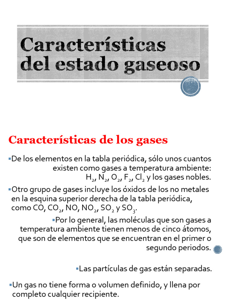 Caracteristicas Del Estado Gaseoso | PDF