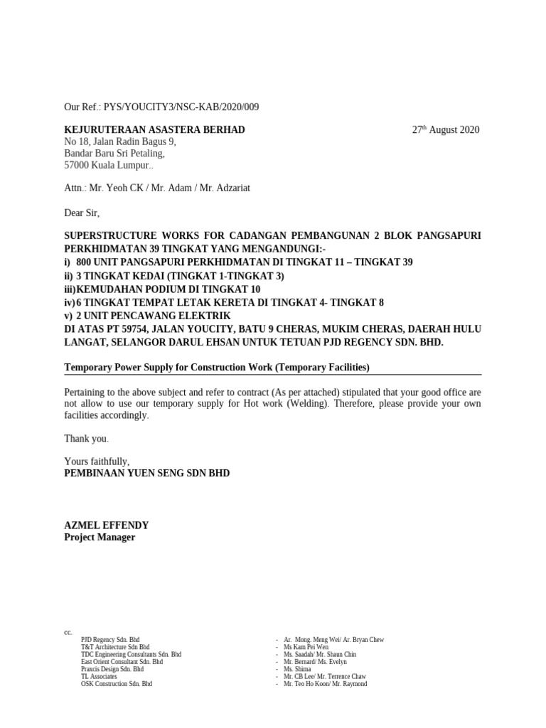 Temporary Power Supply For Construction Work | PDF