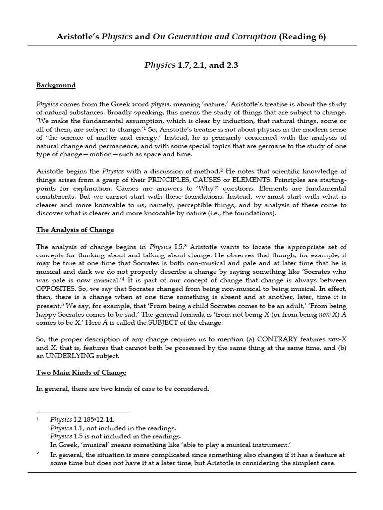 Aristotle's Physics Notes | PDF