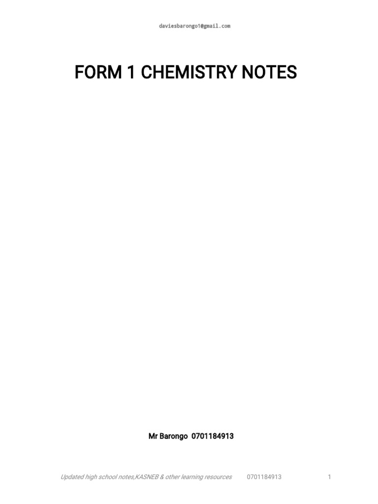 Form 1 Chemistry Notes | PDF