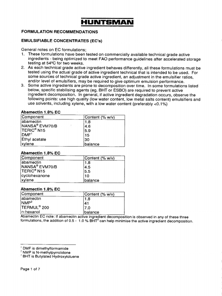 Information On Ec SL SP Formulations | PDF