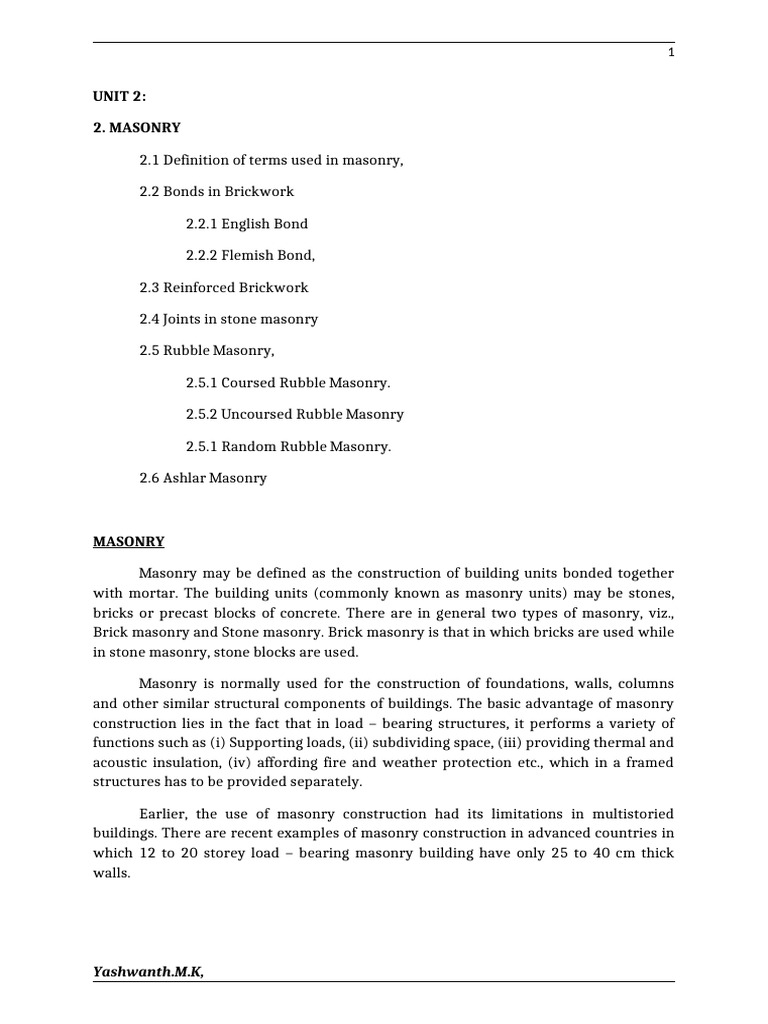 MASONRY - 1 (Repaired) | PDF