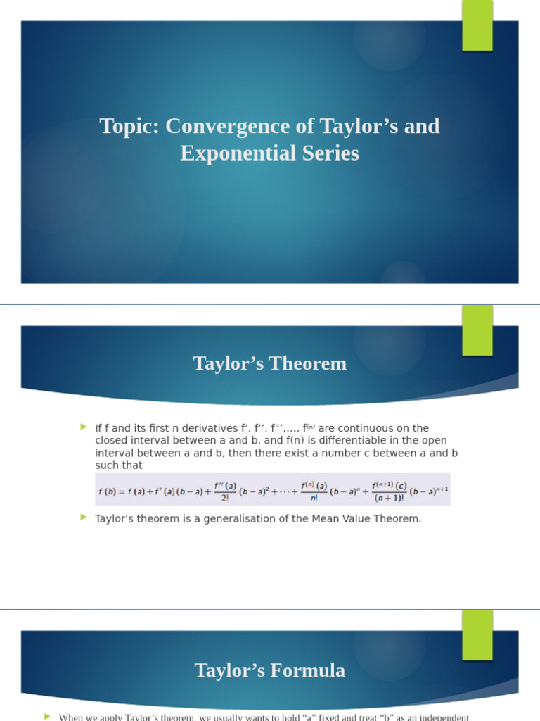 Convergence of Taylor's and Exponential Series | PDF | Language Arts ...