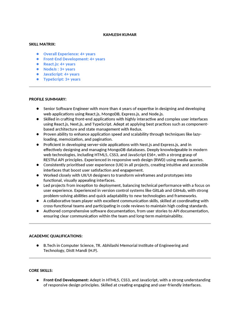 Kamlesh Kumar - MERN Stack | PDF