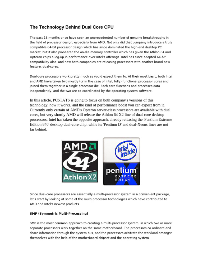 The Technology Behind Dual Core CPU | PDF