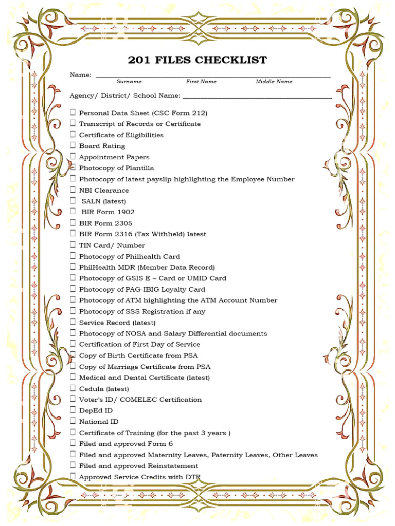 201 FILES CHECKLIST Edited | PDF