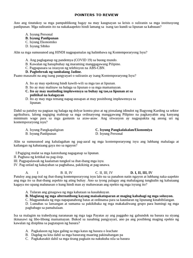 Pointers To Review Q1 | PDF | Risk | Social Science
