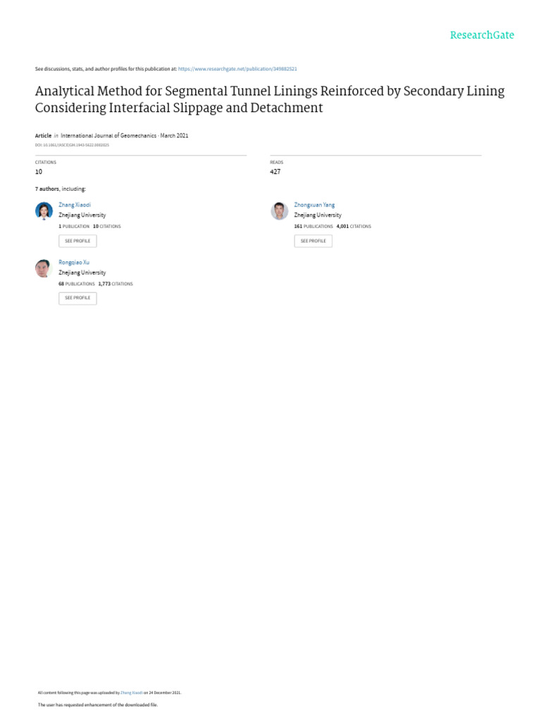 2021 - Analytical Method For Segmental Tunnel Linings Reinforced by ...