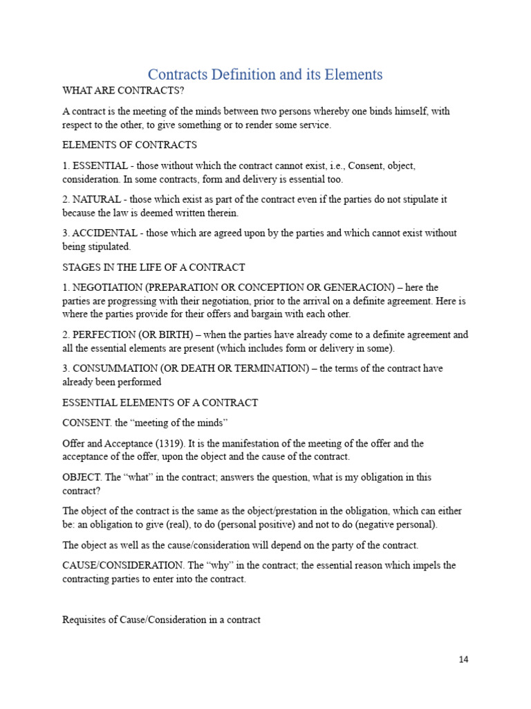 Lesson 5 Contracts Definition and Its Elements | PDF