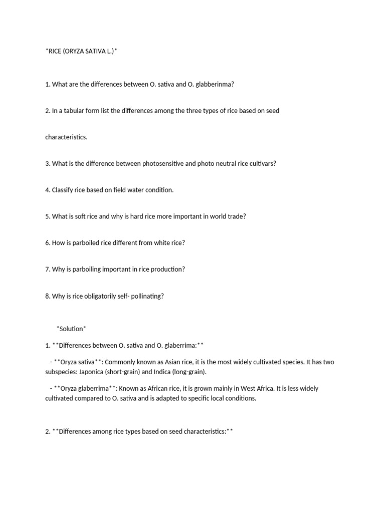 Crop Botany | PDF | Rice | Home & Garden