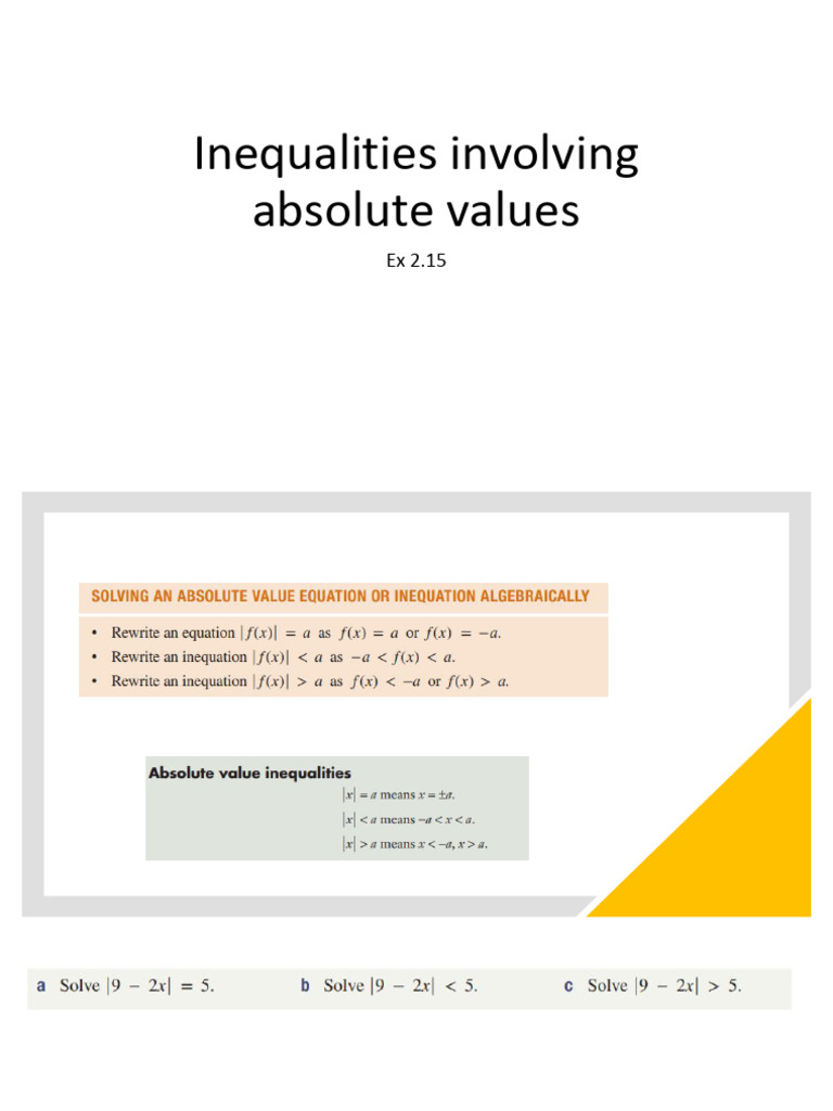 Inequalities Involving Absolute Values | PDF