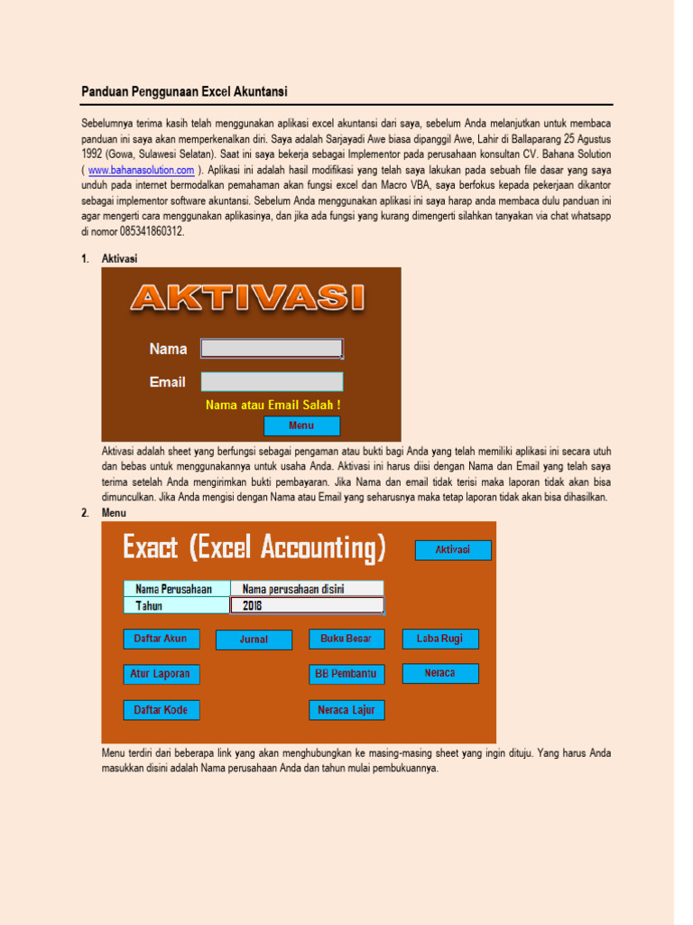 Panduan Penggunaan Excel Akuntansi | PDF