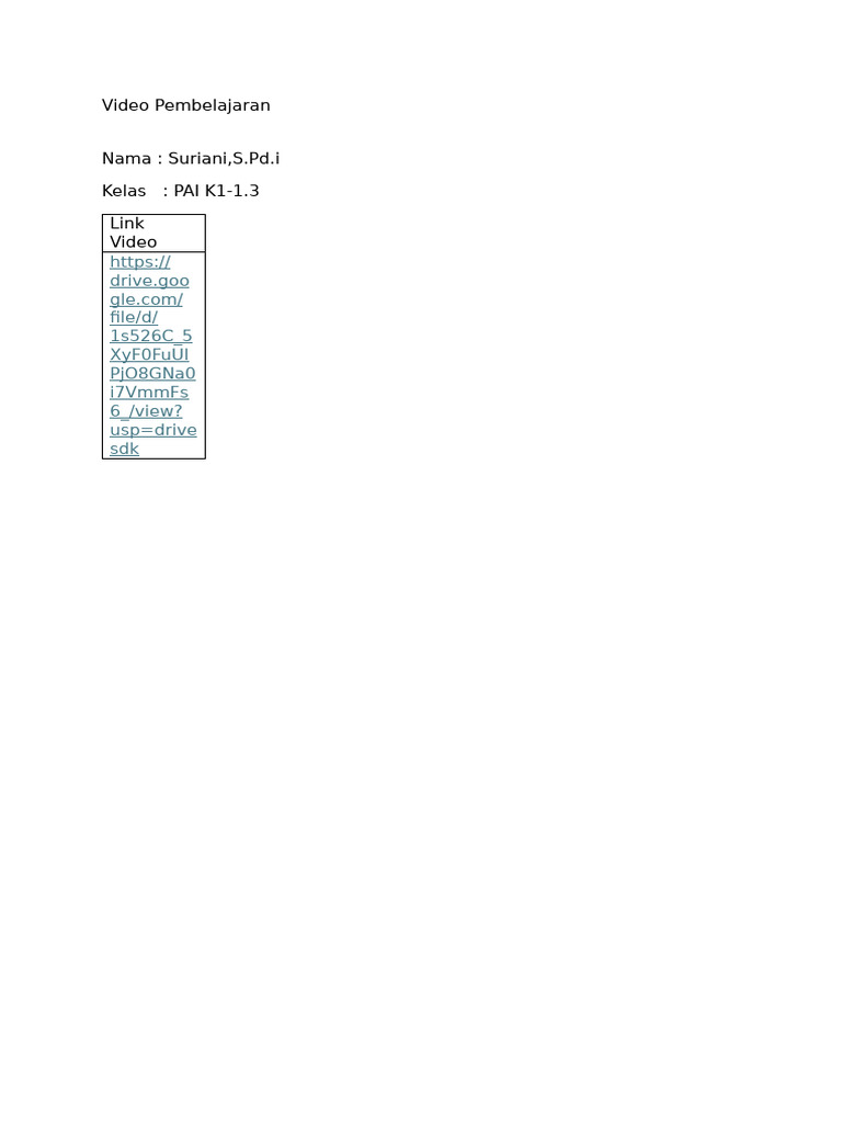 Video Pembelajaran Suriani | PDF