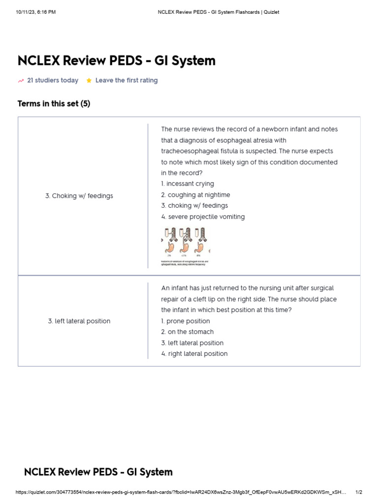 NCLEX Review PEDS GI System Flashcards - Quizlet | PDF