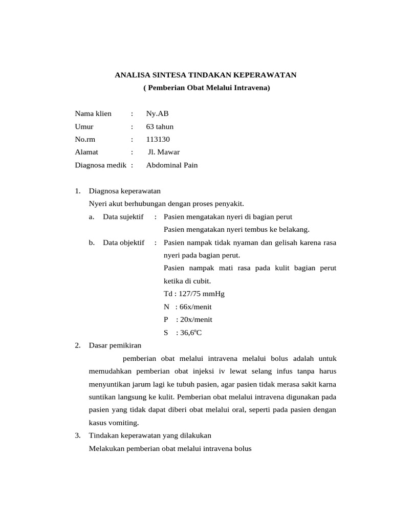 AST Pemberian Obat IV | PDF