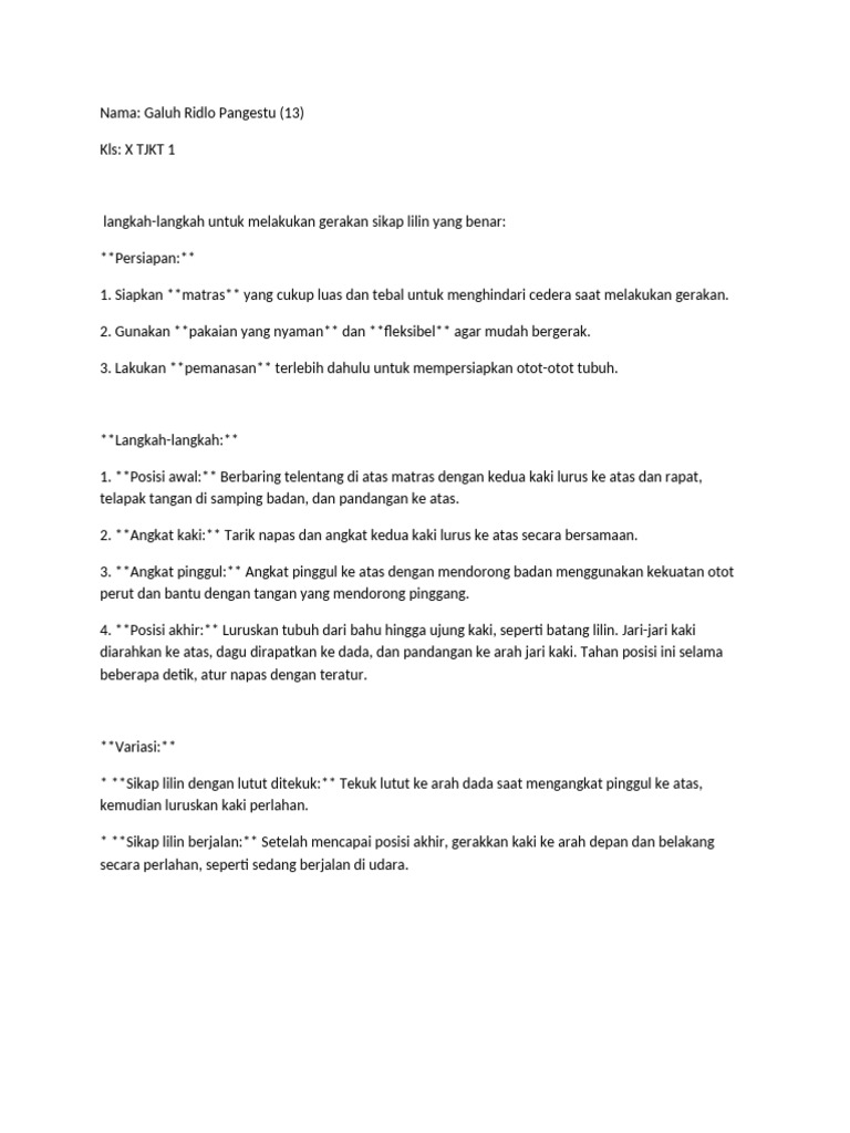 PJOK - Galuh Ridlo Pangestu - 13 | PDF