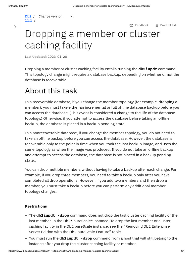 Dropping A Member or Cluster Caching Facility - IBM Documentation | PDF
