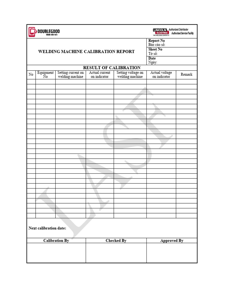 Welding Machine Calibration Report | PDF