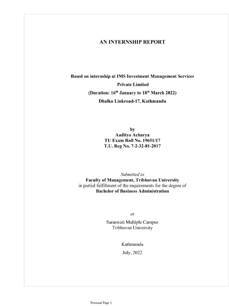 Intership Aditya Note | PDF