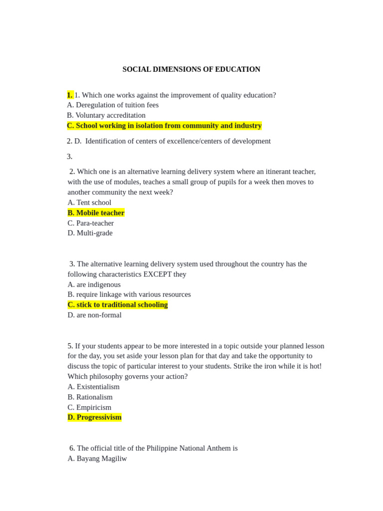Social Dimensions of Education | PDF