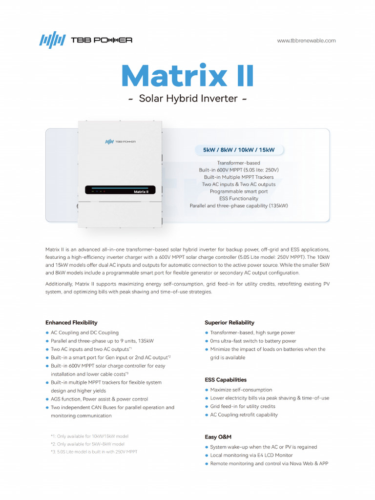 Matrix II Solar Hybrid Inverter en V1.4 | PDF