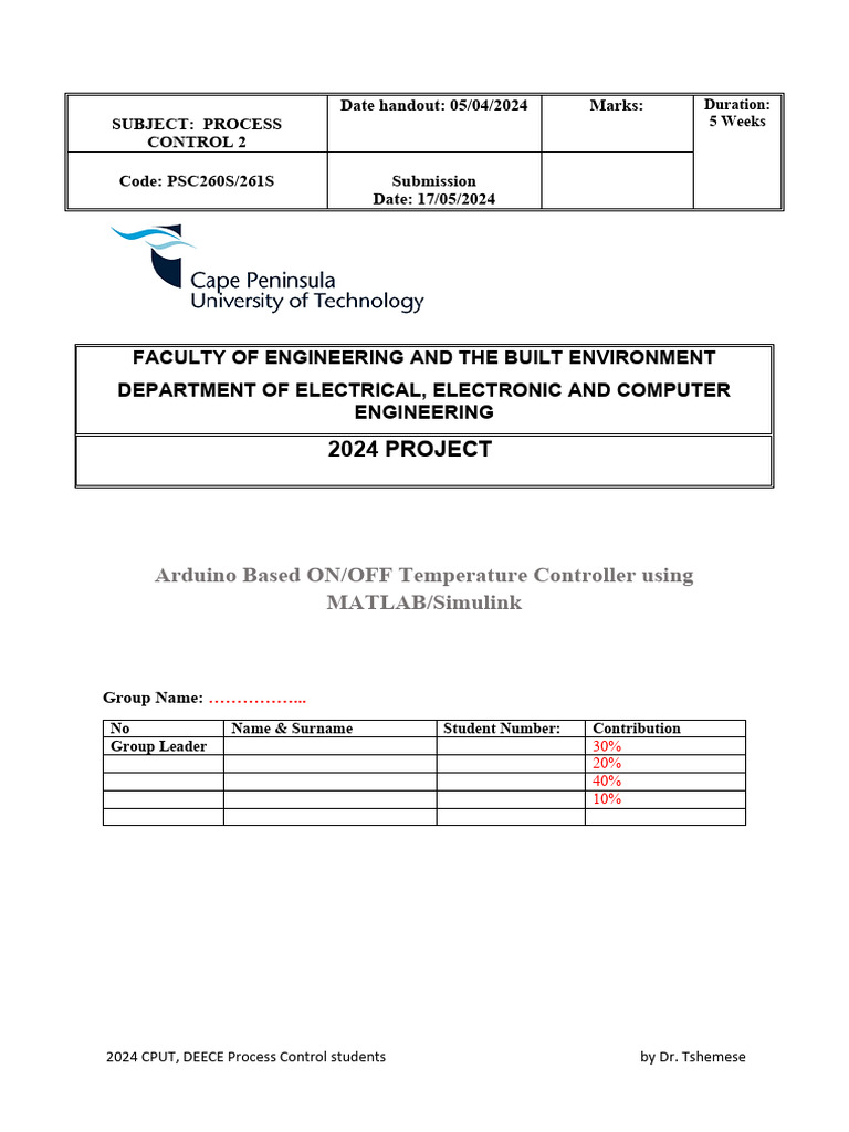 2024 Instructions - Temperature Controller Using MATLAB Simulink | PDF