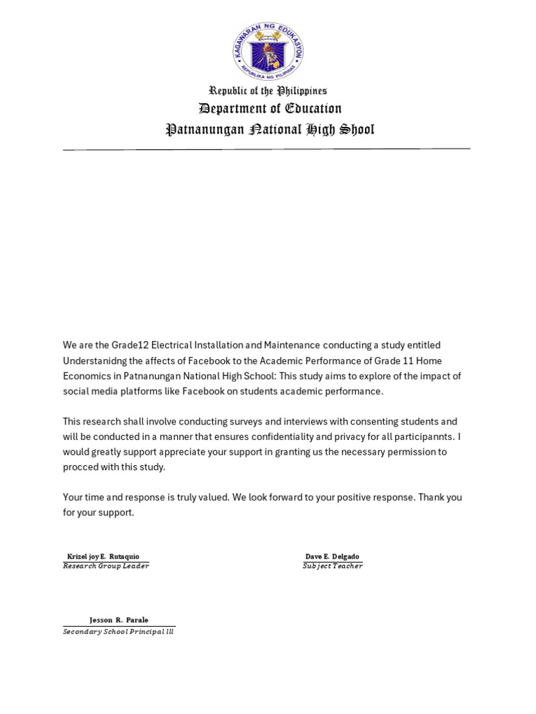 Request Letter For Research | PDF