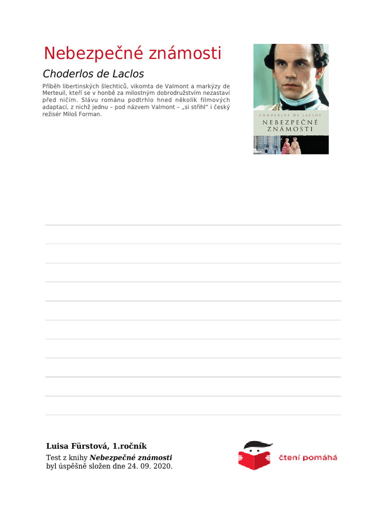 Nebezpečné Známosti: Choderlos de Laclos | PDF